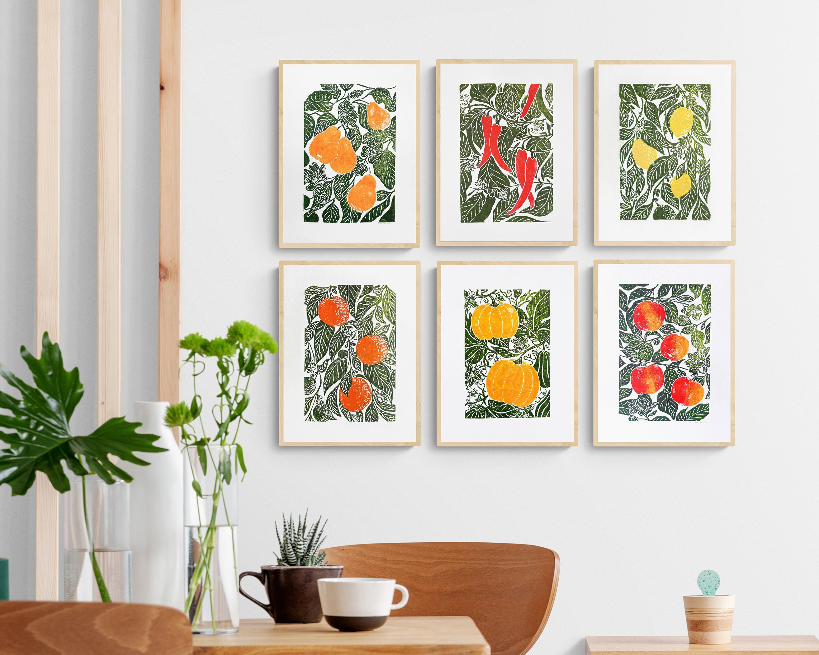 The bright botanical fruits and vegetables linocut prints – daashart
